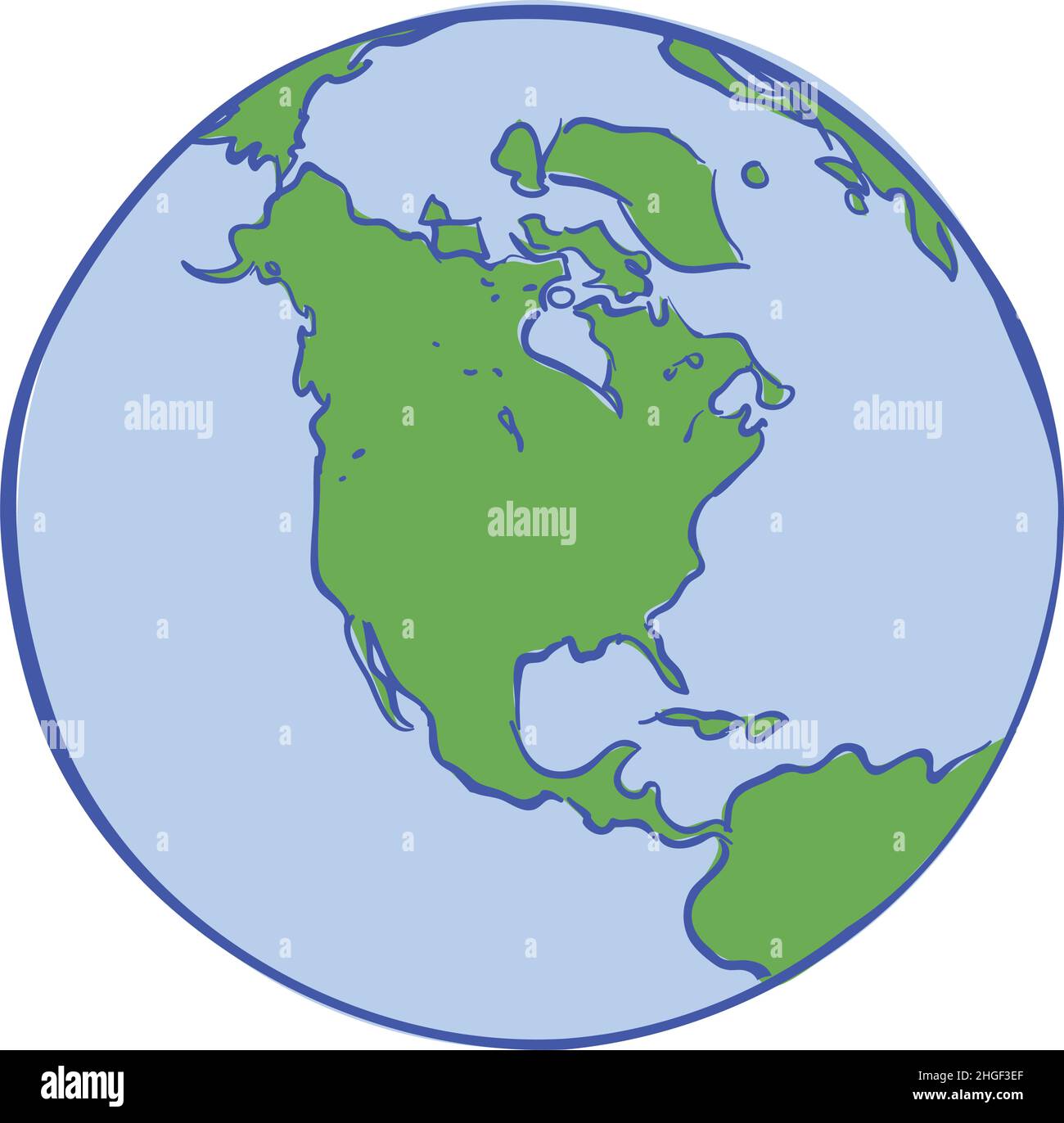 North America on globe. Planet Earth continent sketch Stock Vector ...