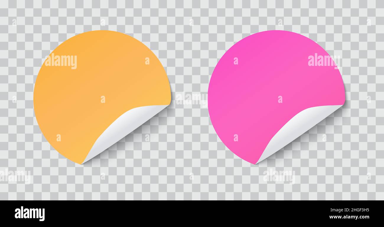 Color empty circle sticky label mock up with curved corner realistic ...