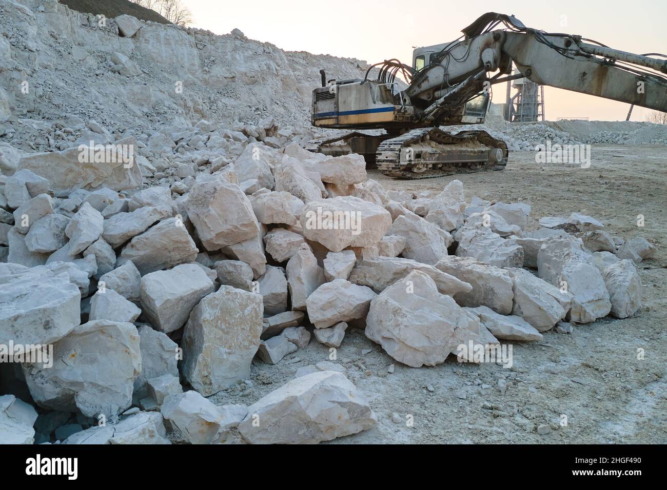 Open pit mining site of construction sand stone materials with ...