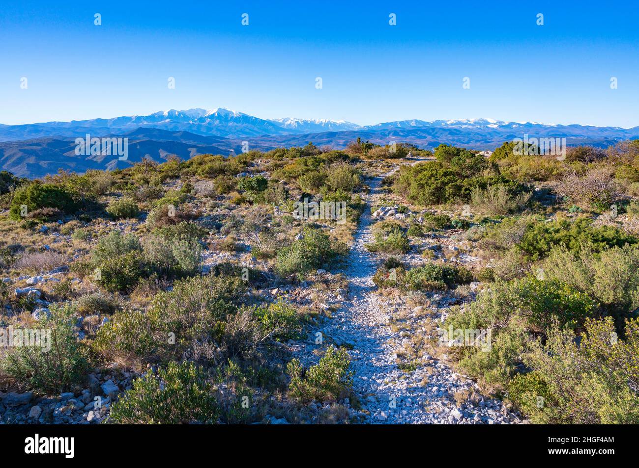 View of Mount Canigou and the Pyrenees from a walk to the tower of ...