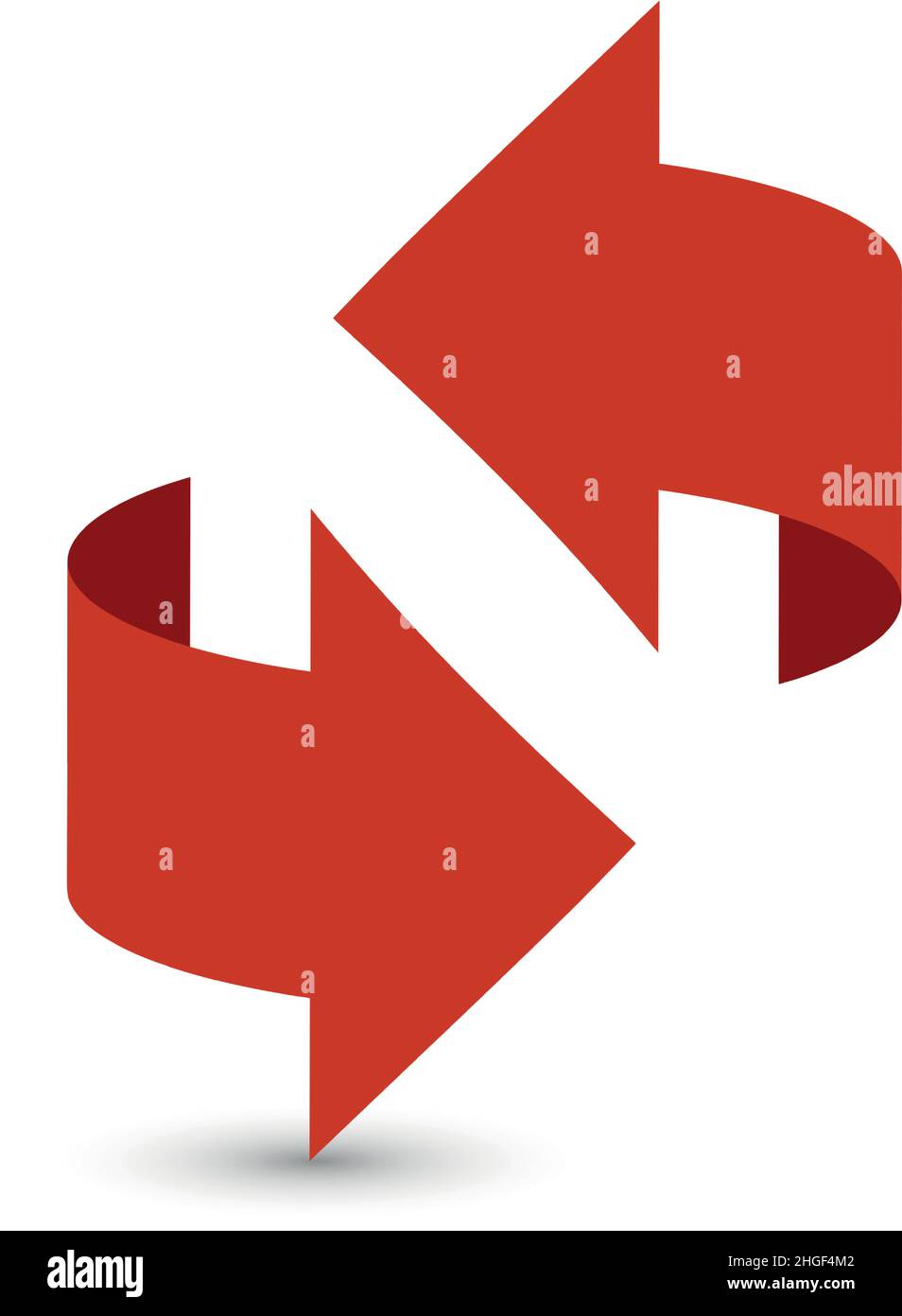 Red arrows curl in perspective. Circular motion symbol Stock Vector ...