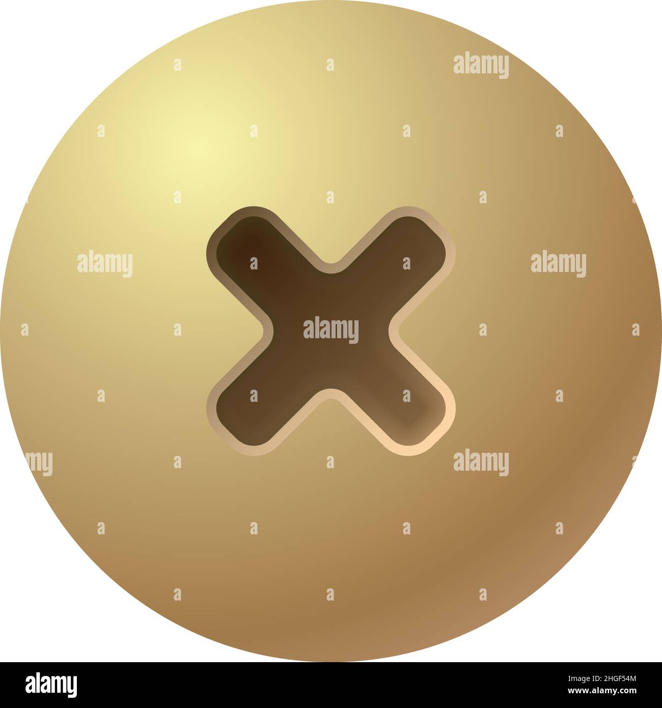 Round cross screw head. Gold metal fastener top Stock Vector Image ...