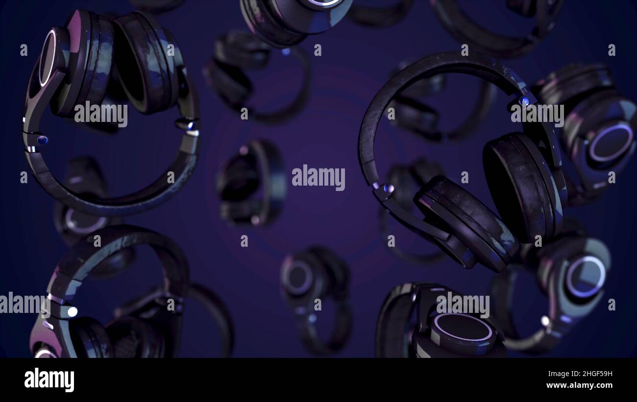 Headphone animation 4k with alpha channel Video loops. Rotating ...