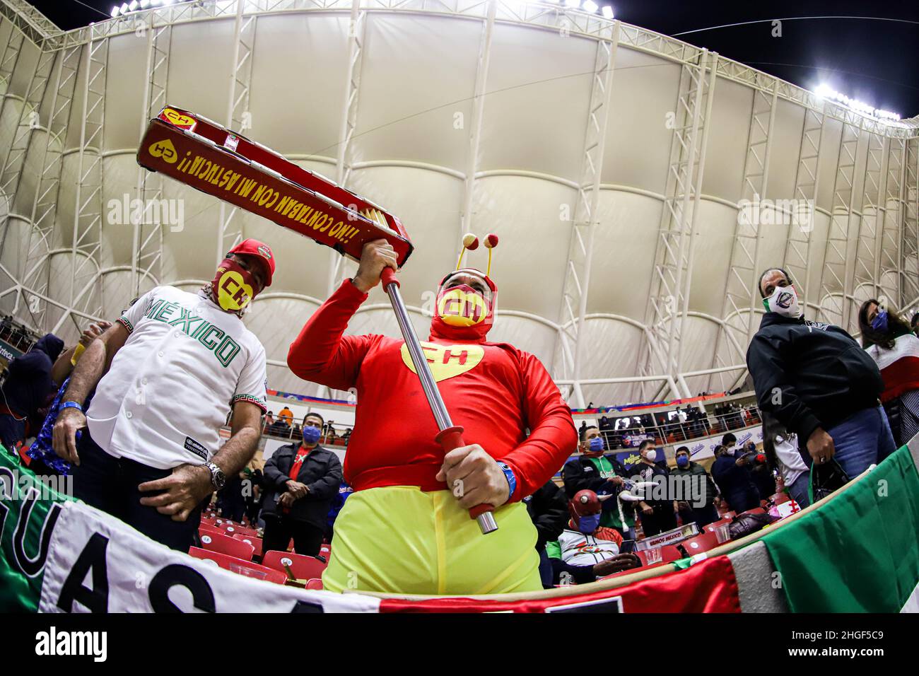 MAZATLAN, MEXICO - FEBRUARY 04: A fan dressed as Chapulin Colorado ...