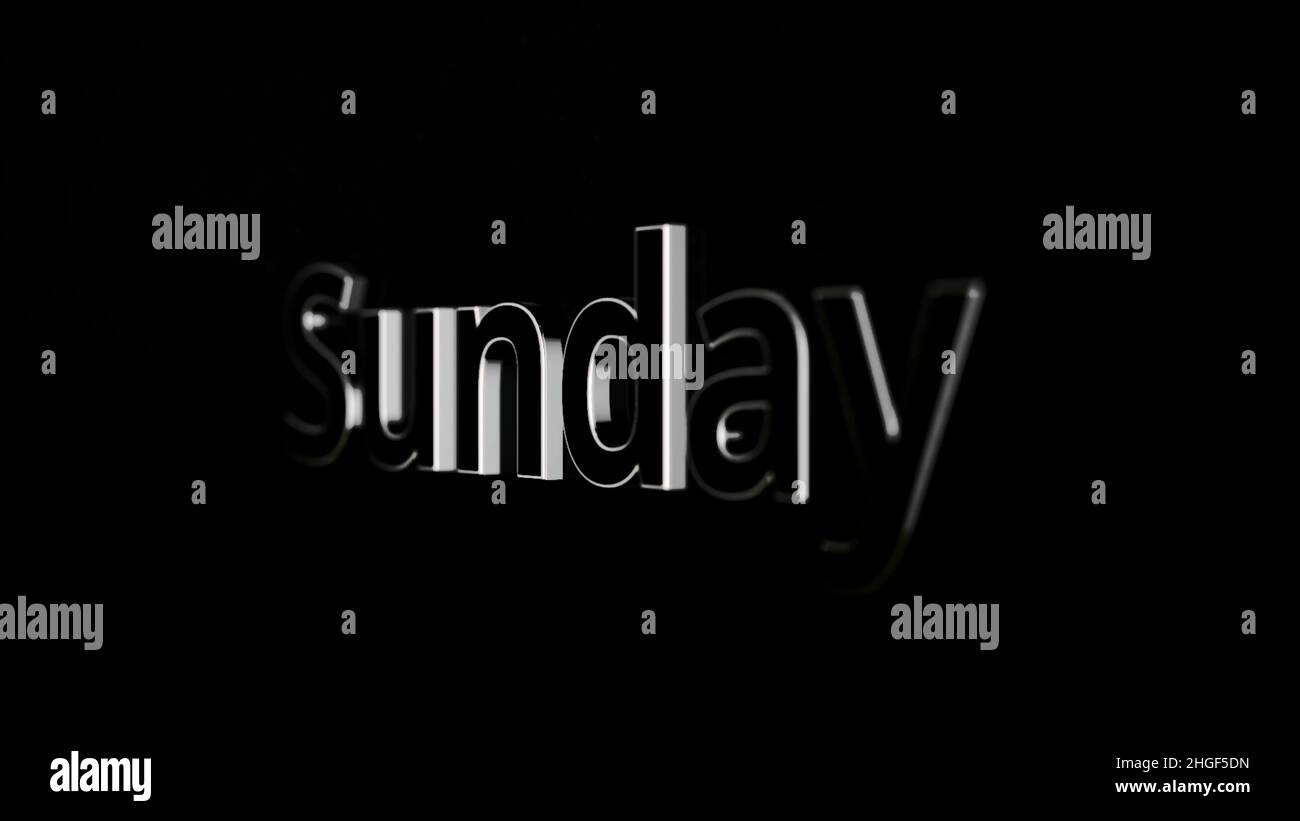 Sunday title. Word sunday animation over black and grey background ...