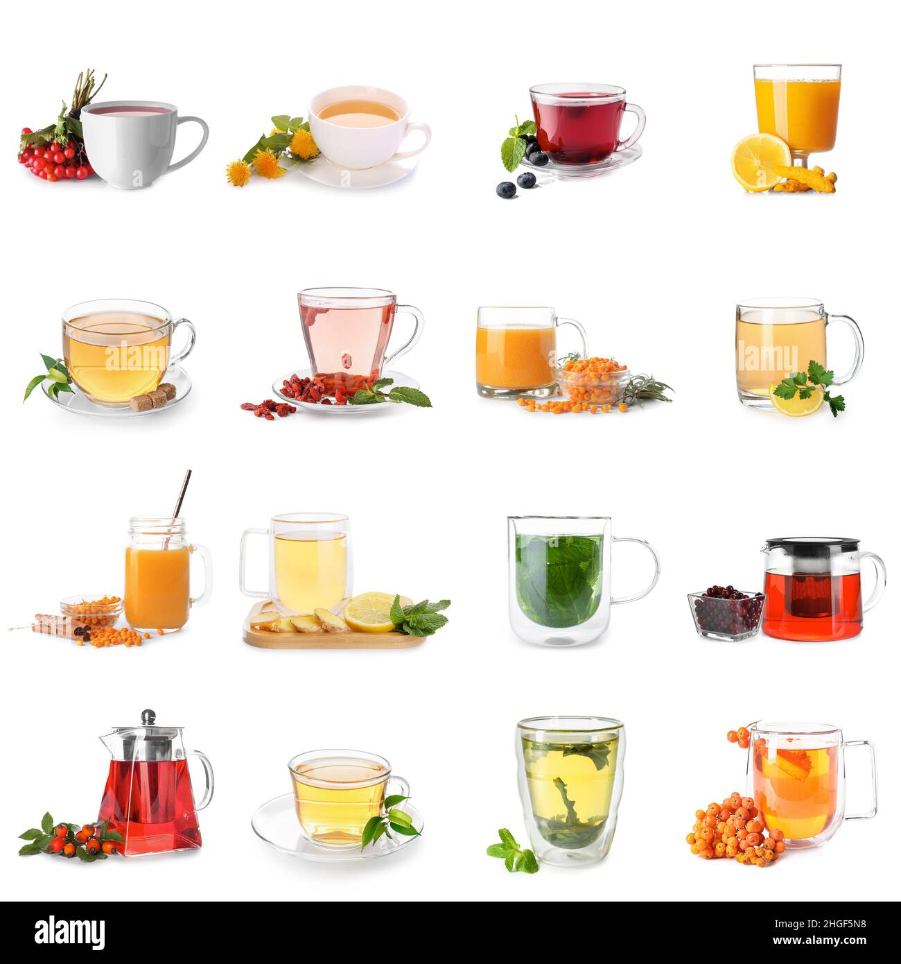 Assortment of healthy tea on white background Stock Photo - Alamy