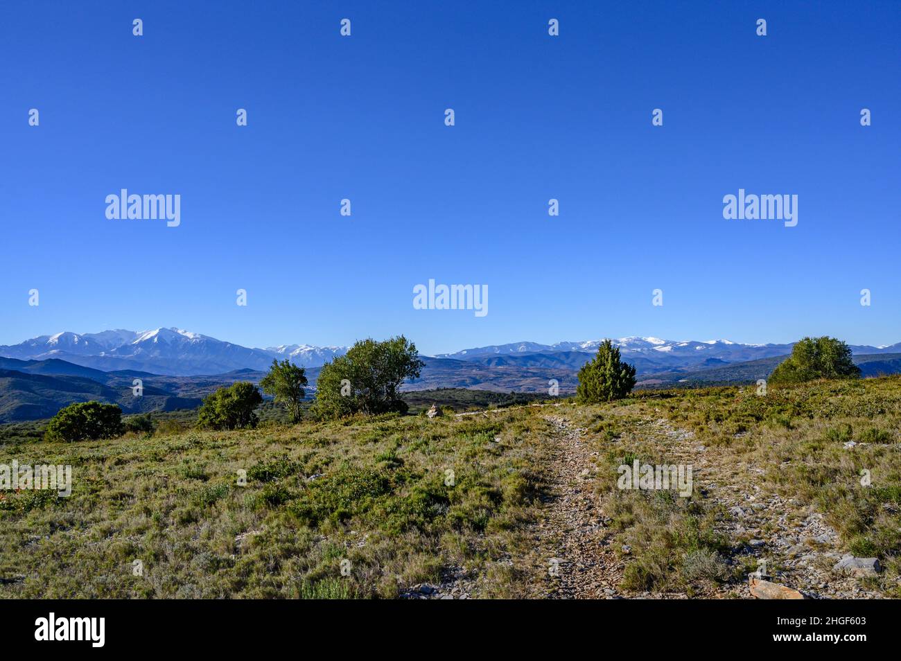View of Mount Canigou and the Pyrenees from a walk to the tower of ...