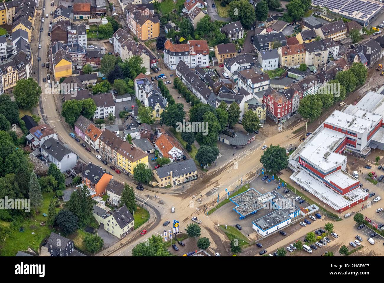 Aerial photo, Volme flood, flooding, Eilpe, Hagen, Ruhr area, North ...