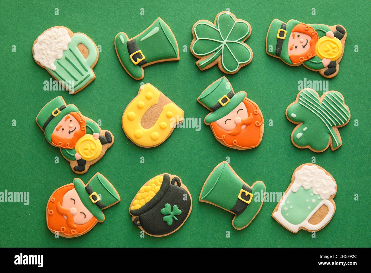 Different tasty gingerbread cookies for St. Patrick's Day celebration ...