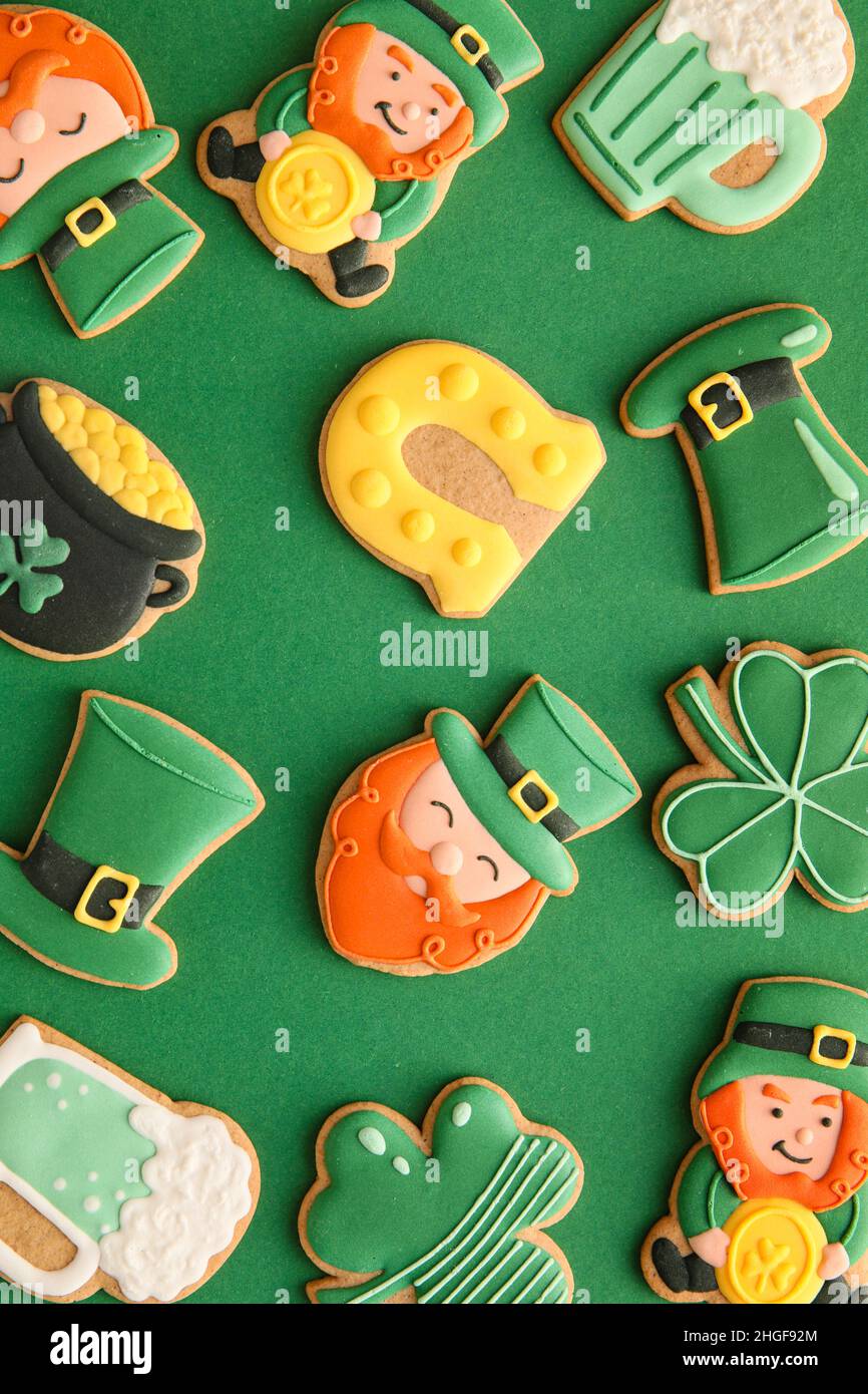 Different tasty gingerbread cookies for St. Patrick's Day celebration ...