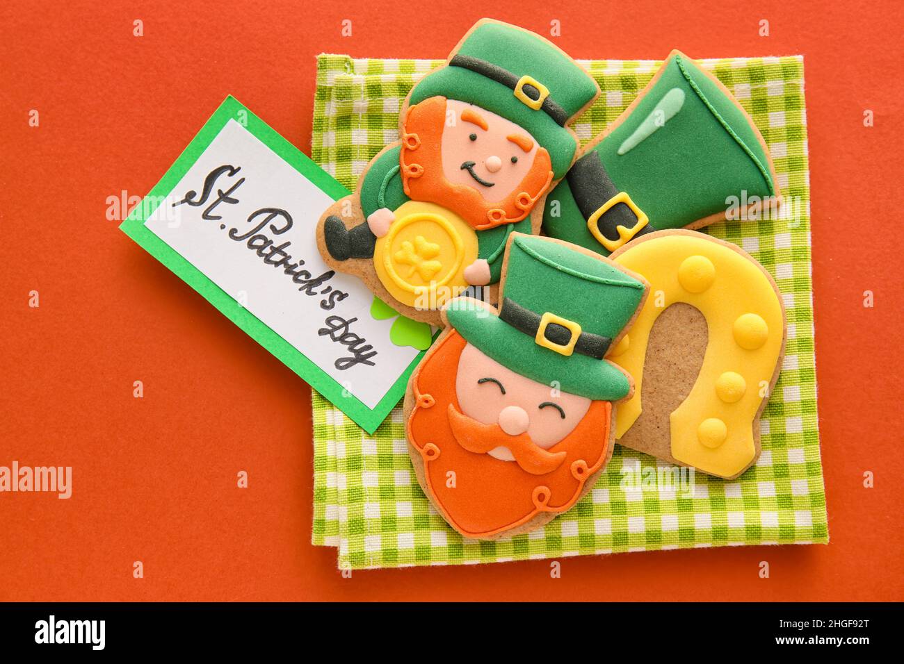Composition with tasty gingerbread cookies for St. Patrick's Day ...