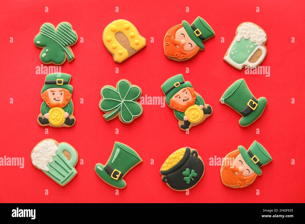 Different tasty gingerbread cookies for St. Patrick's Day celebration ...