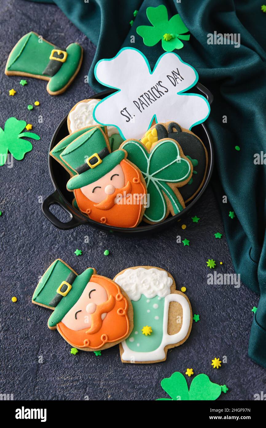 Composition with tasty gingerbread cookies for St. Patrick's Day ...