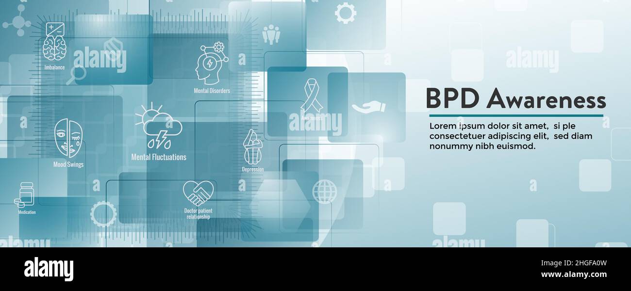 BPD - Borderline Personality Disorder icon set and web header ...