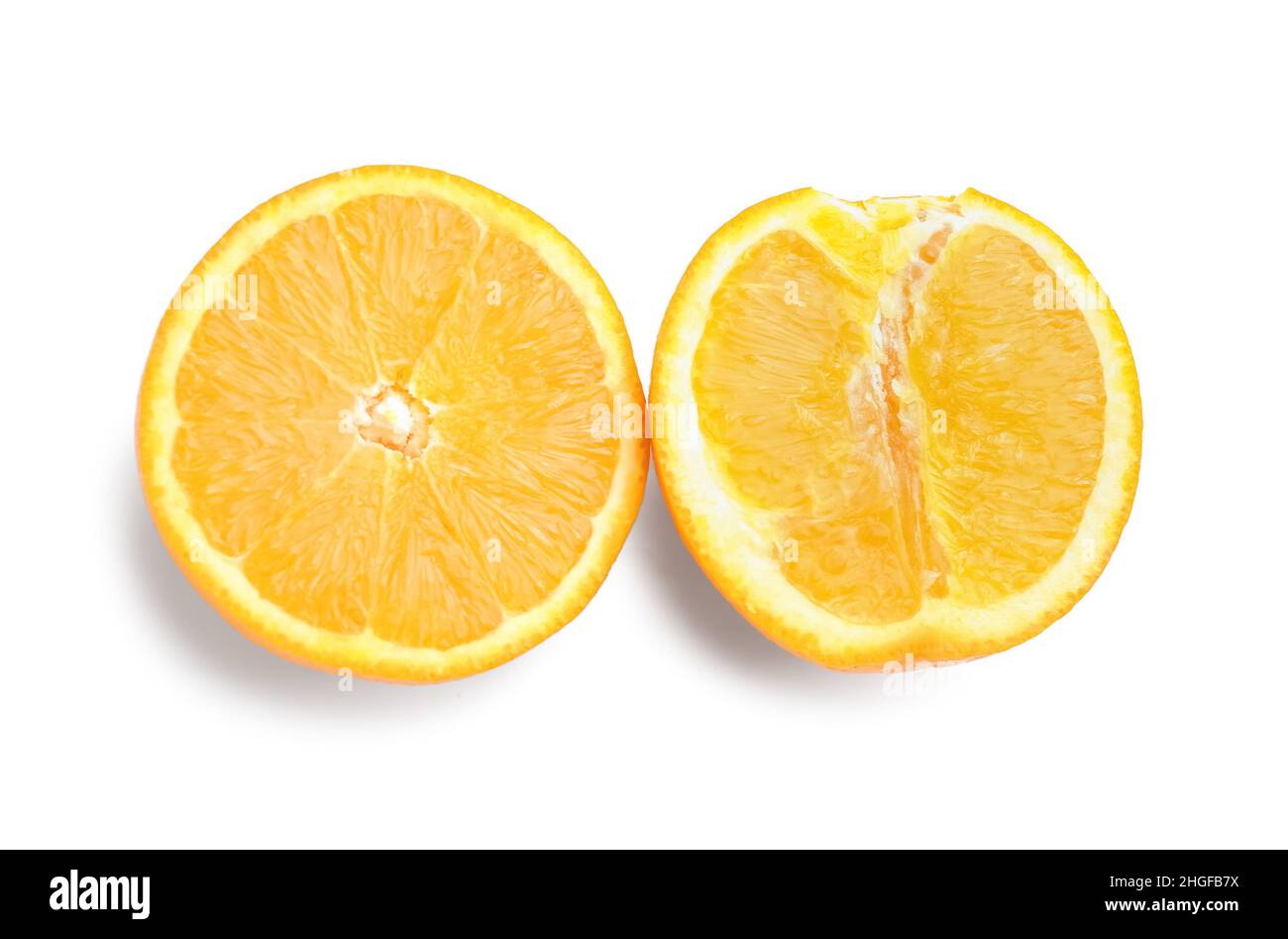 Fresh cut orange isolated on white background Stock Photo - Alamy