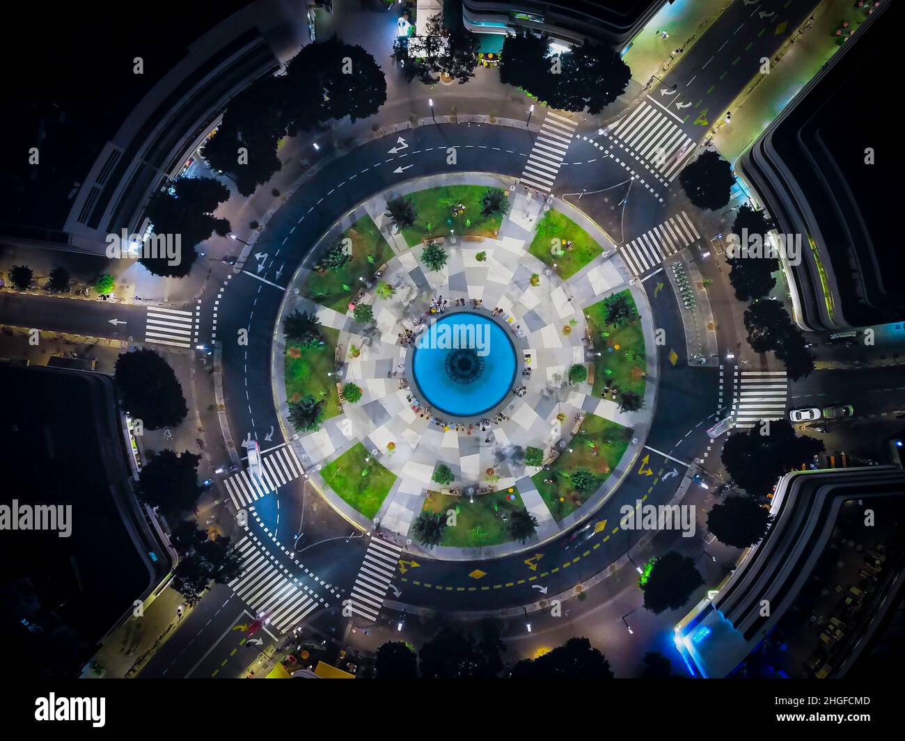 Aerial view from drone POV of Dizengoff square, Tel-Aviv - Israel Stock ...