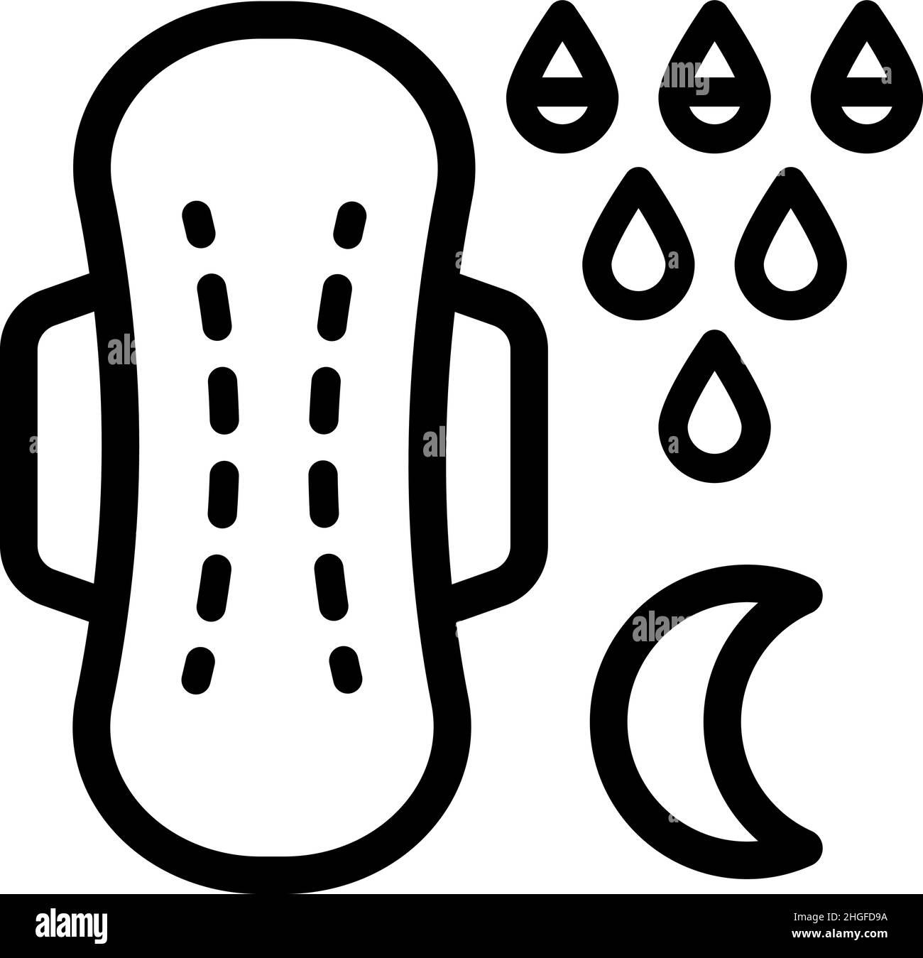 Daily Female Sanitary Pad. Outline Feminine Hygiene Sanitary Napkin ...