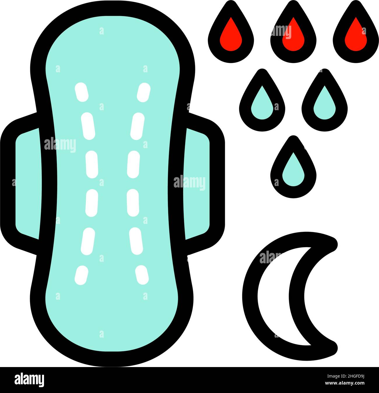 Daily Female Sanitary Pad. Outline Feminine Hygiene Sanitary Napkin ...