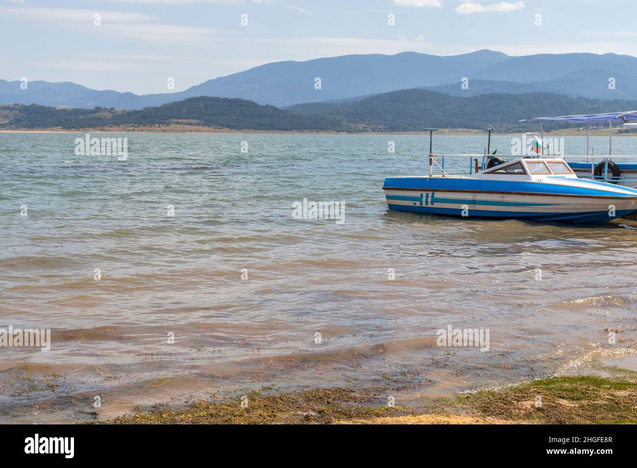 BATAK, BULGARIA - SEPTEMBER 3, 2020: Panoramic view of Batak Reservoir ...