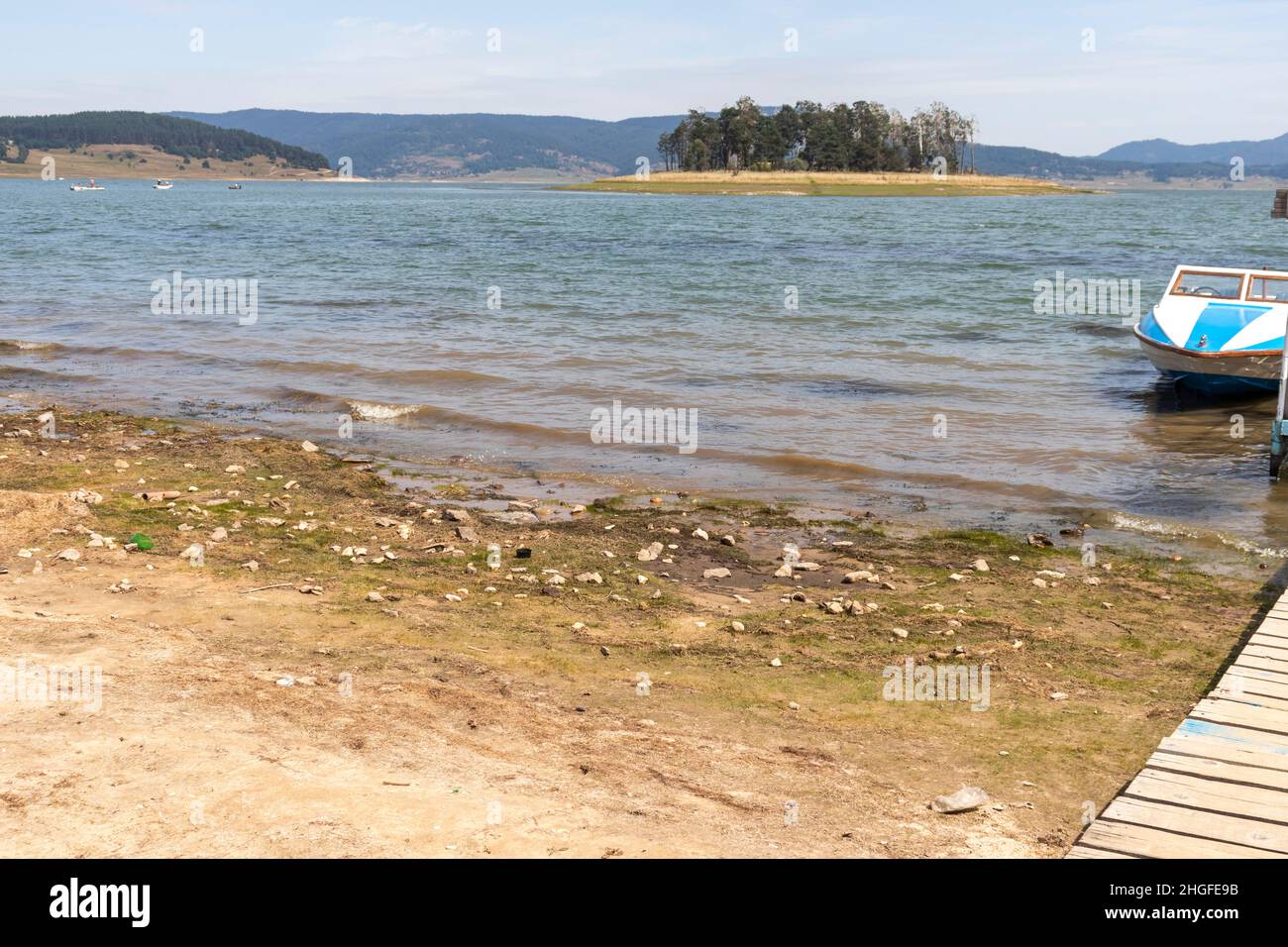 BATAK, BULGARIA - SEPTEMBER 3, 2020: Panoramic view of Batak Reservoir ...