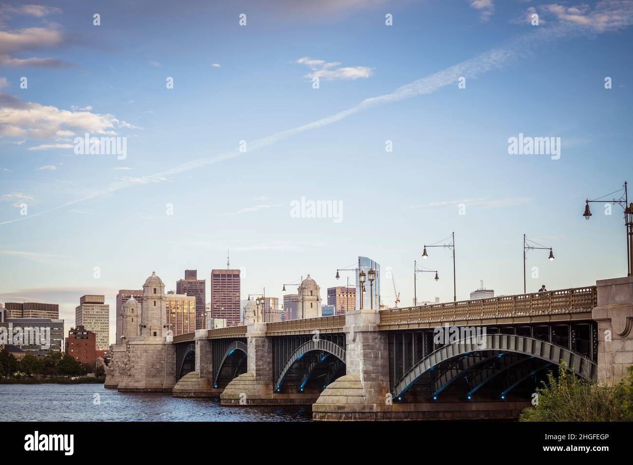 View of historic Longfellow Bridge over Charles River, connecting ...