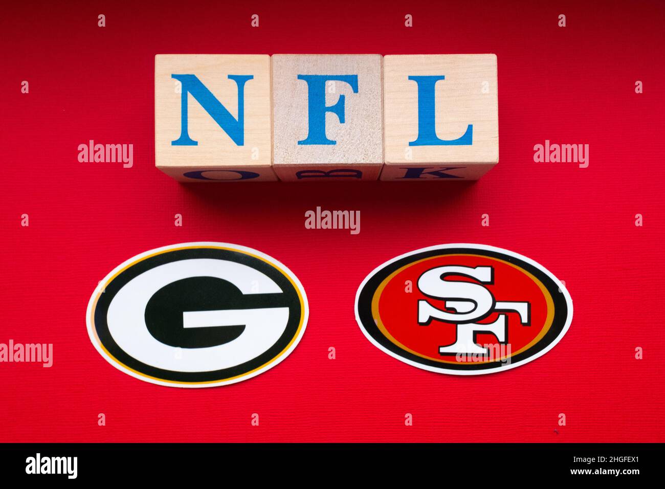 January 20, 2022. Green Bay, Wisconsin. The emblems of the football ...