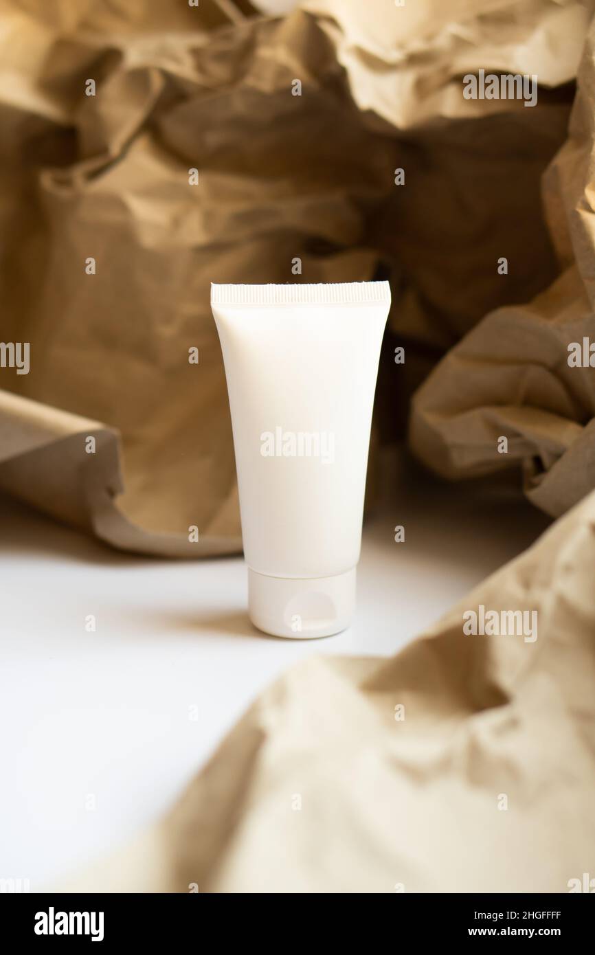 White tube of cream mock-up, design ready cosmetic and care product ...