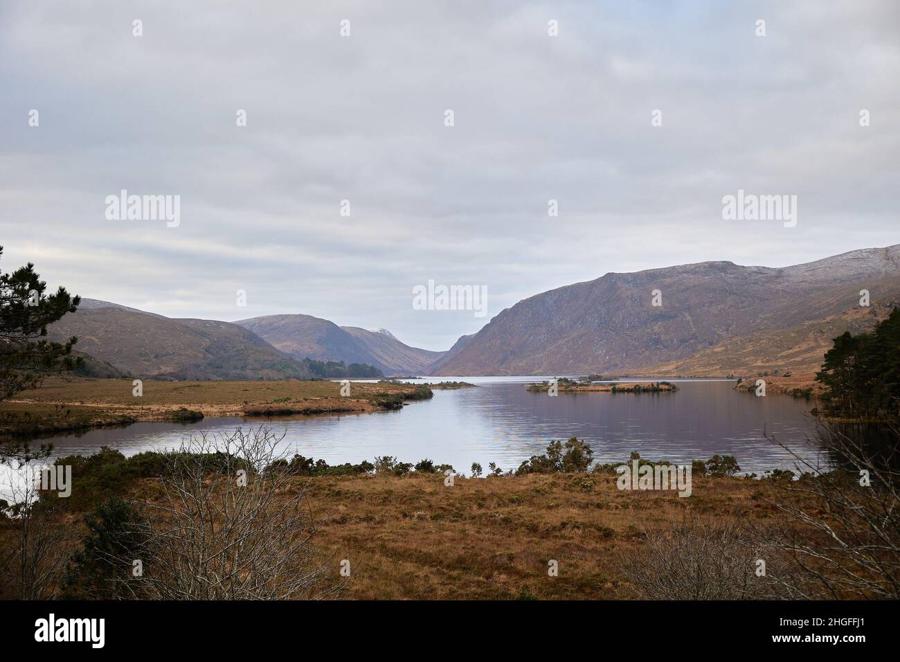 Glenveagh National Park, Co. Donegal. view of lake between mountains ...