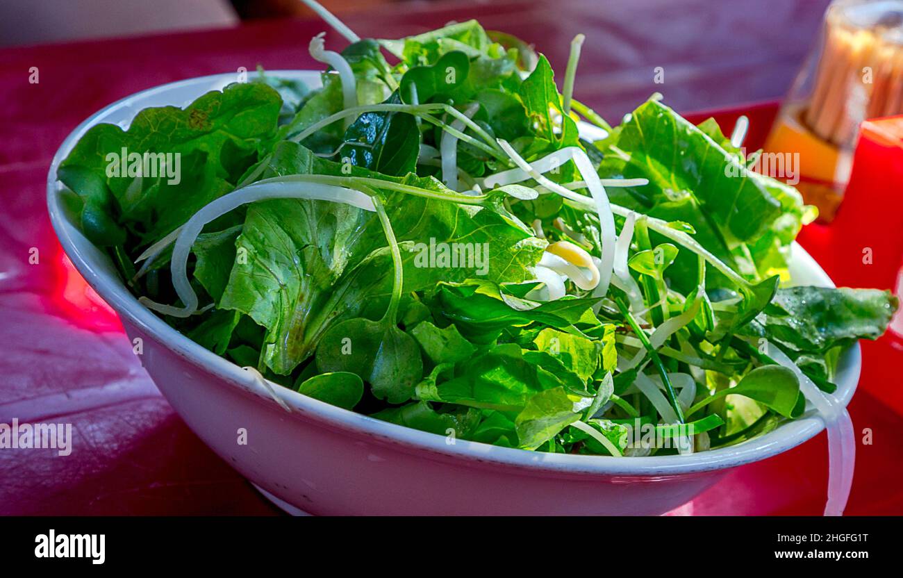 Greens served with Mi Quang Stock Photo - Alamy