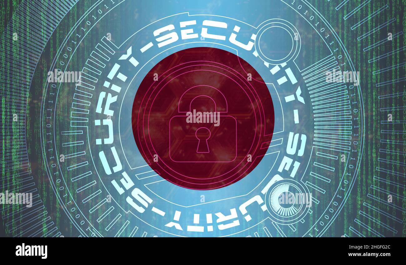 National cyber Security of Japan on digital background Data protection ...