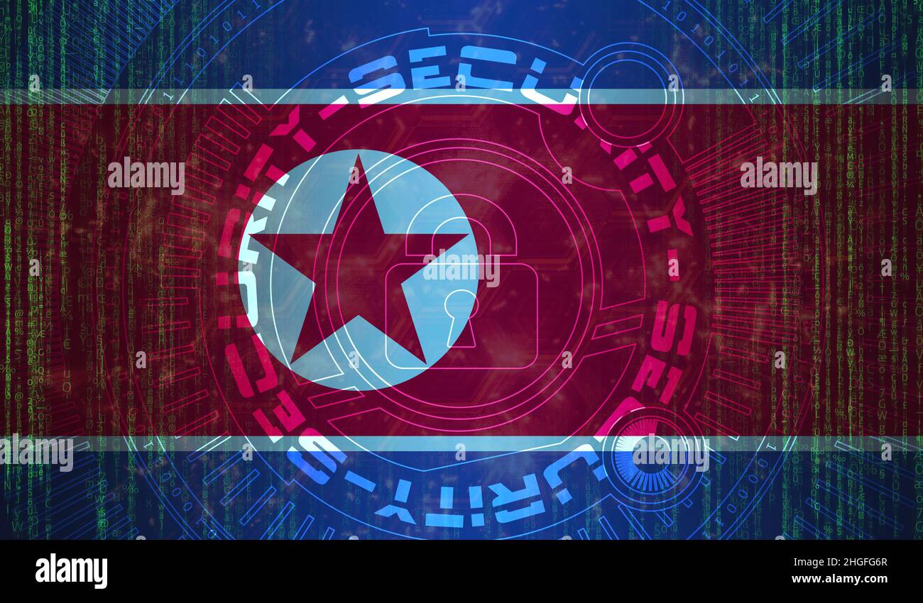National cyber Security of Korea North on digital background Data ...