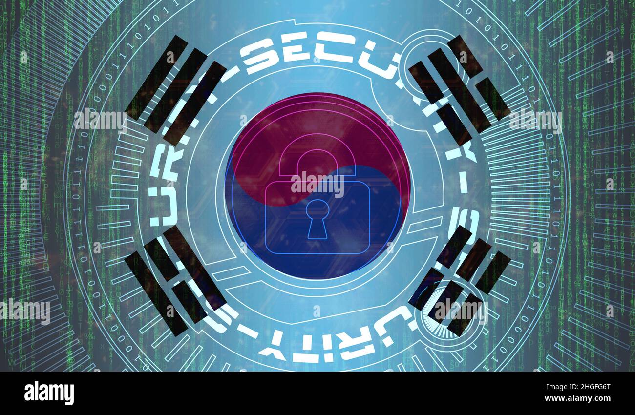 National cyber Security of Korea South on digital background Data ...