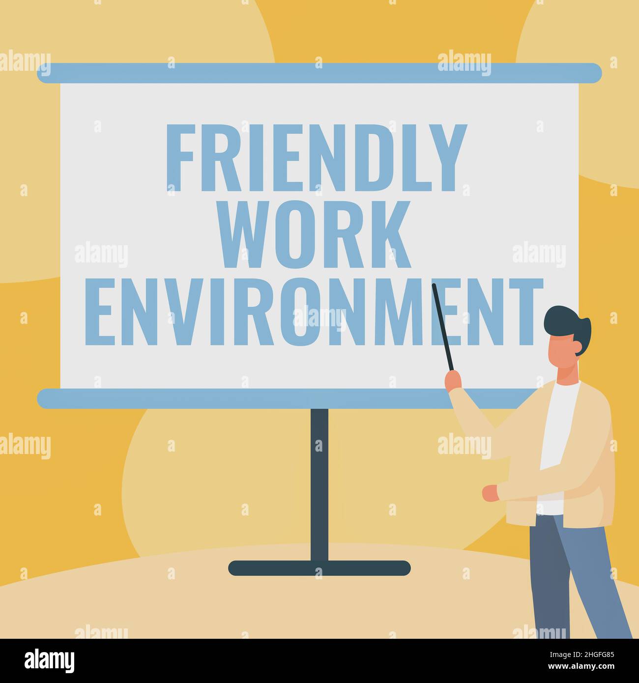 Hand writing sign Friendly Work Environment, Business overview future ...
