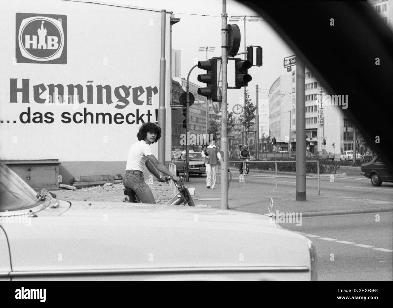 Biker, Frankfurt, Germany, September 1976 Stock Photo - Alamy