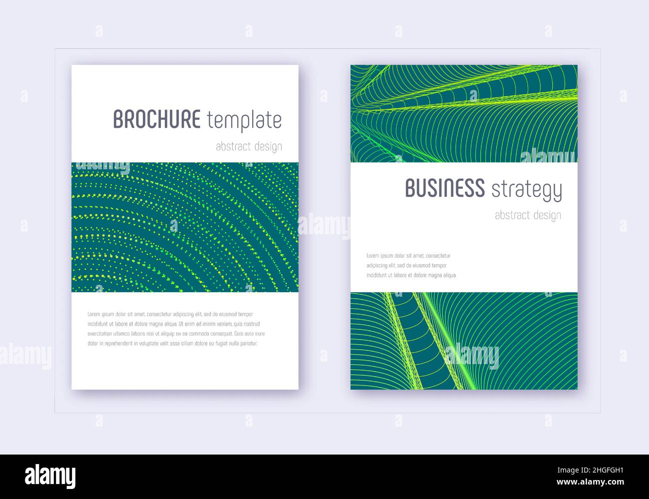 Minimalistic cover design template set. Green abstract lines on dark ...