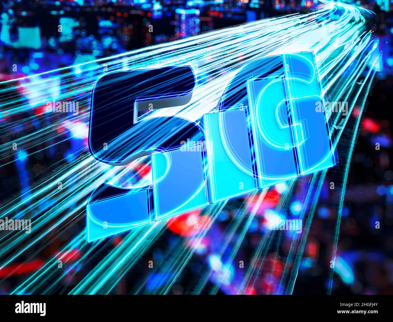 5G telecommunications technology, futuristic cellular network Stock ...