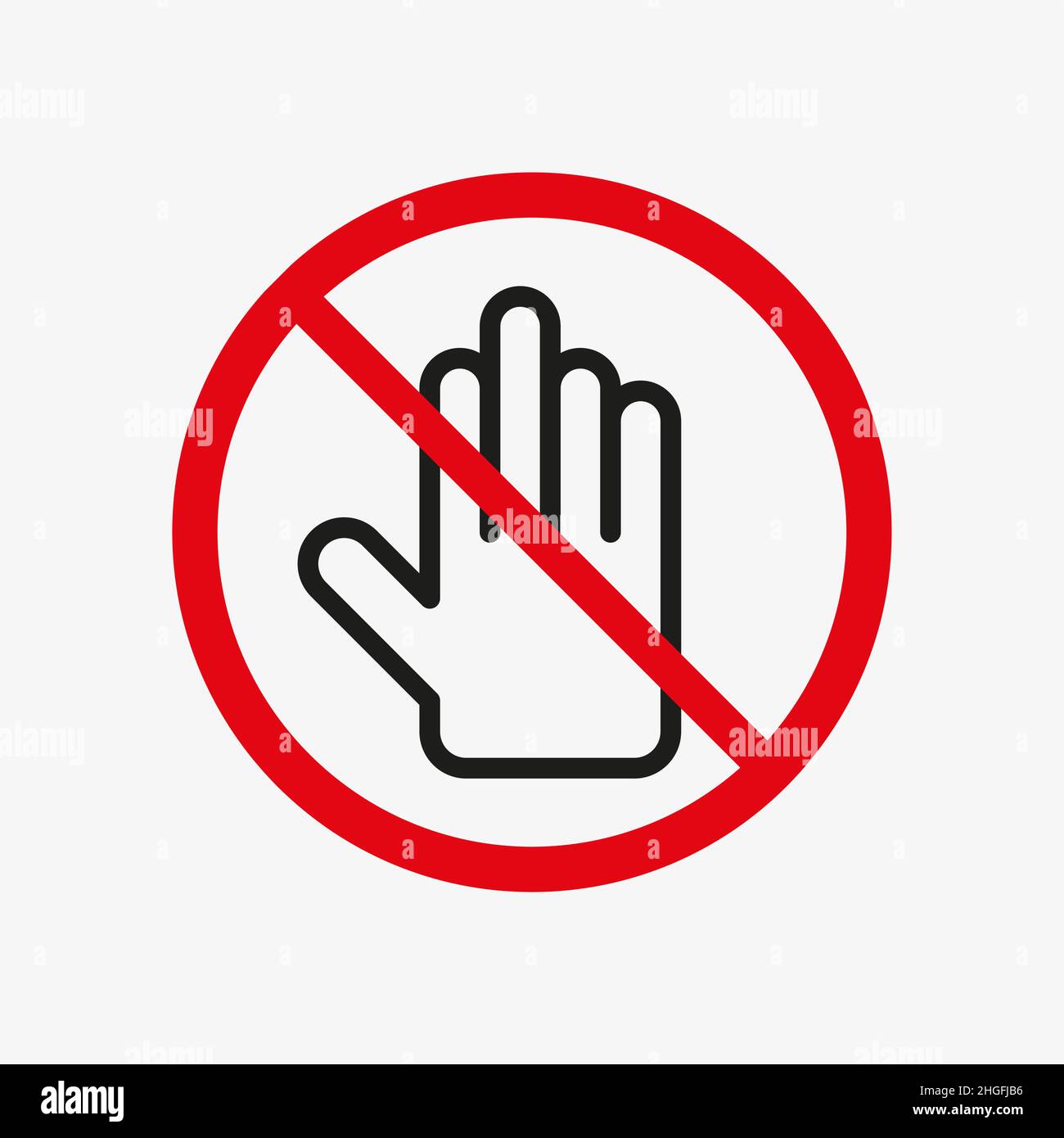 Crossed hand in red circle. Do not touch symbol Stock Vector Image ...
