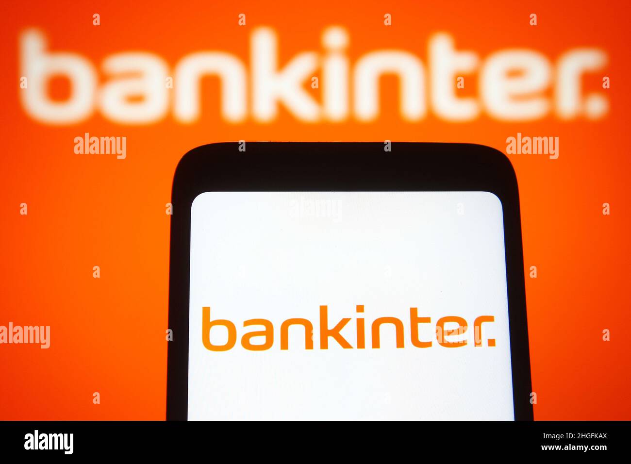 In this photo illustration, a Bankinter, S.A. logo of a Spanish ...