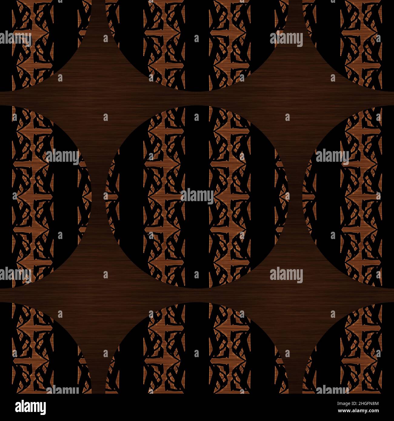 Brown wood effect decorative inlay texture. Seamless engraved oriental ...