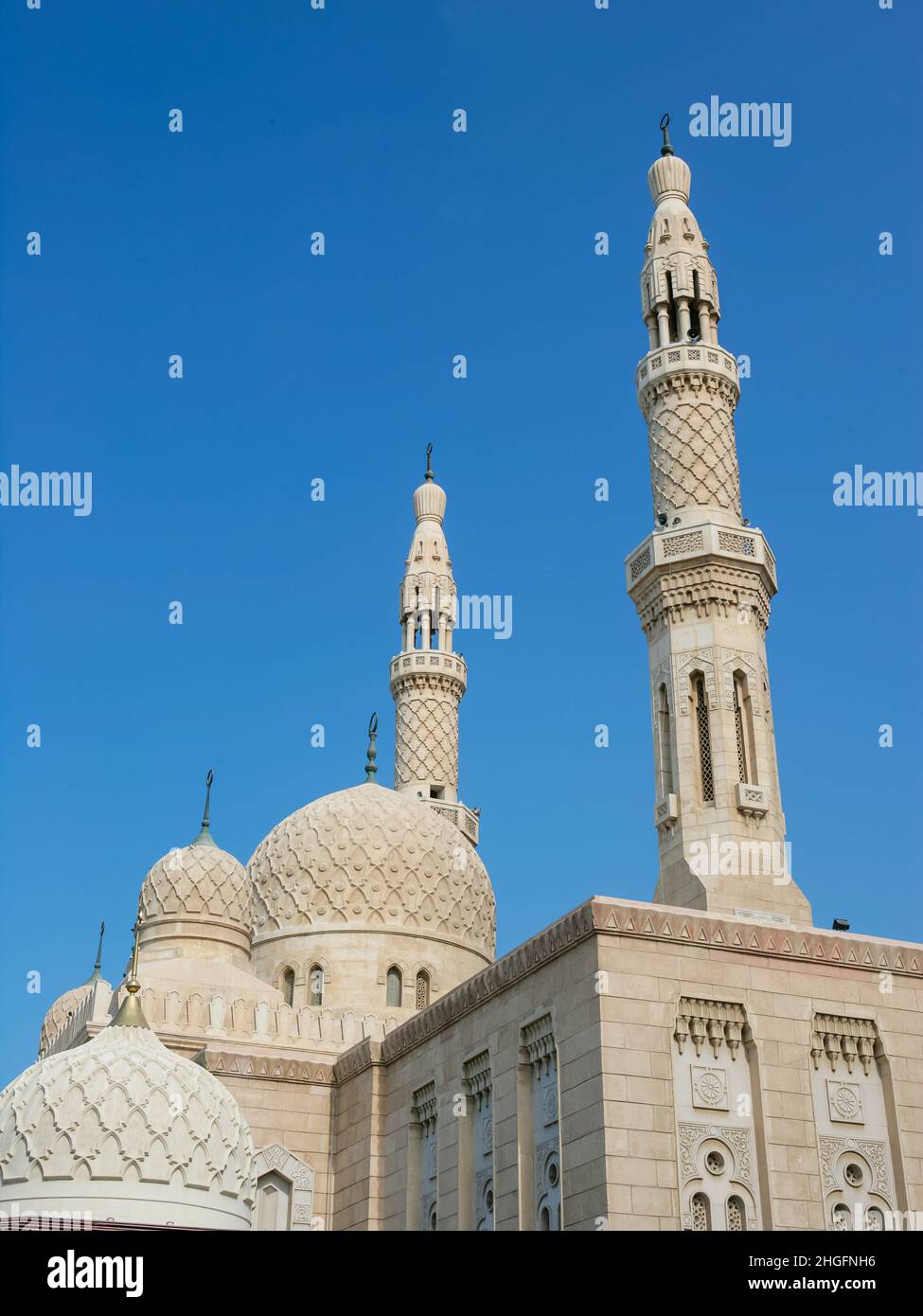 The roof and minarets of Jumeirah Mosque in Dubai in the United Arab ...