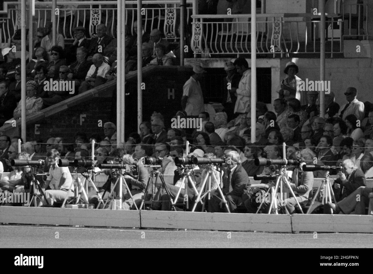 Press photographers and long lenses, Pavilion End, England vs Australia ...