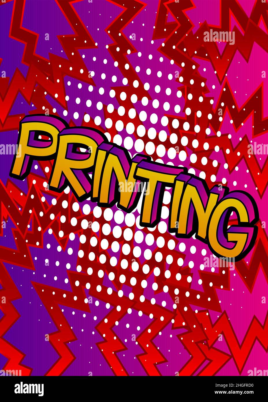 Printing. Comic book word text on abstract comics background. Retro pop ...
