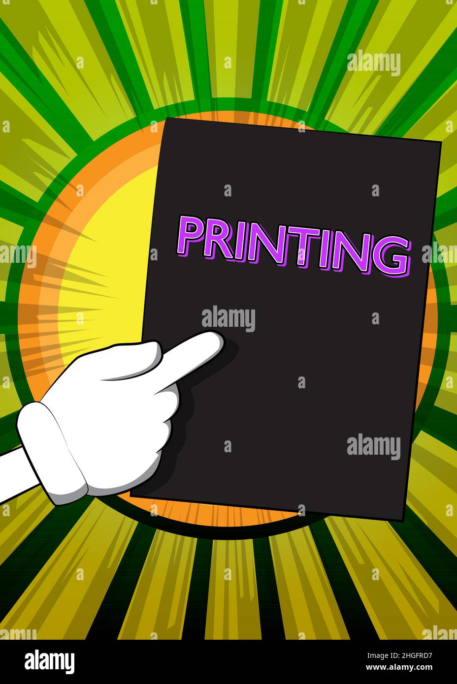 Hand holding banner with Printing text. Showing billboard. Print on ...