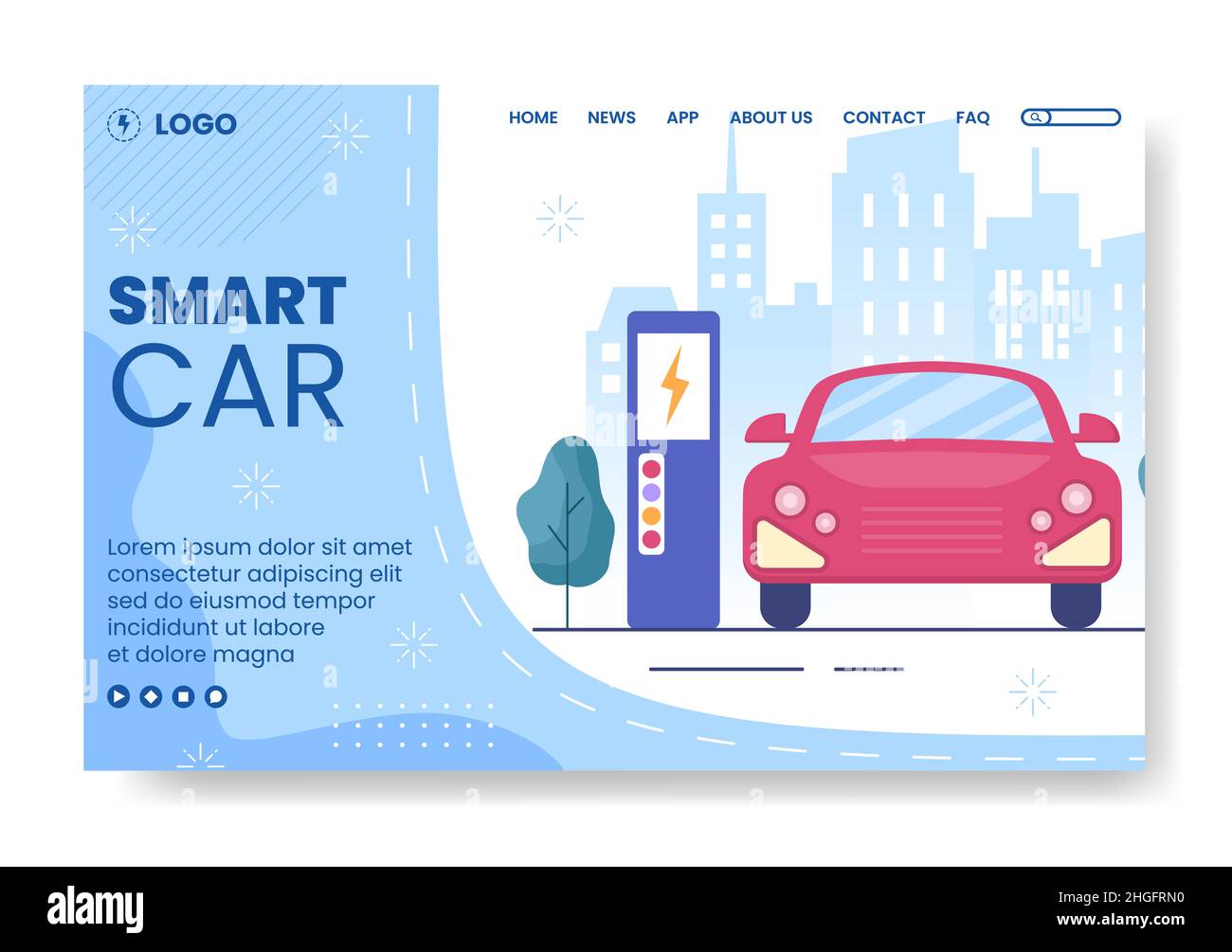 Charging Electric Car Batteries Post Template Flat Illustration ...