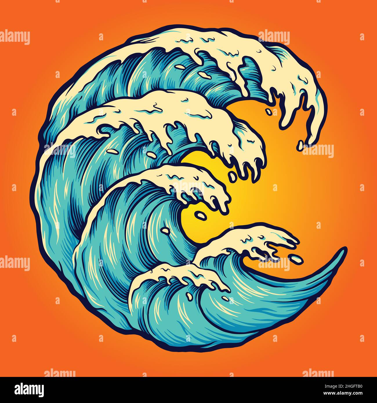 Ocean Wave Beach Crashing Vector illustrations for your work Logo ...