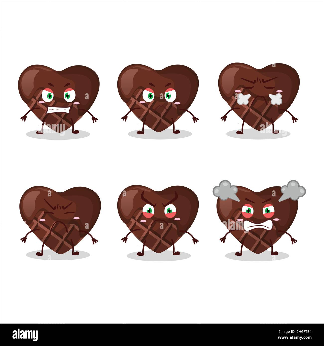 Chocolate love cartoon character with various angry expressions. Vector ...