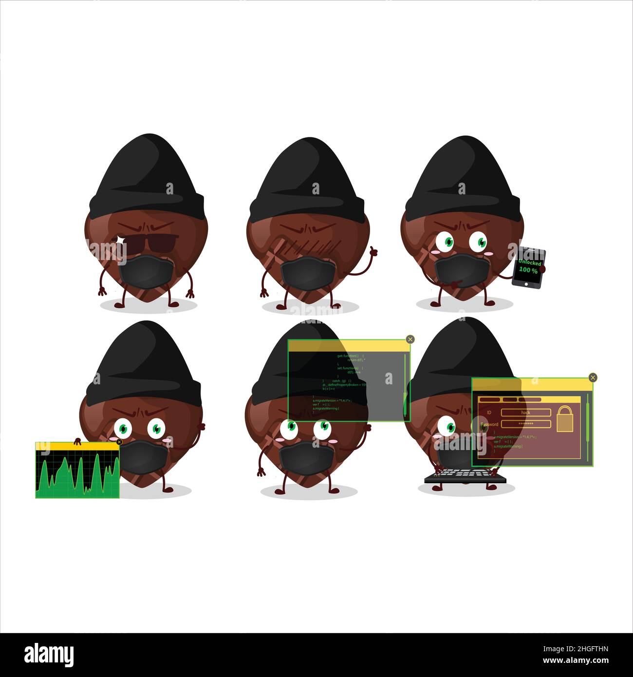 A Hacker chocolate love character mascot with. Vector illustration ...