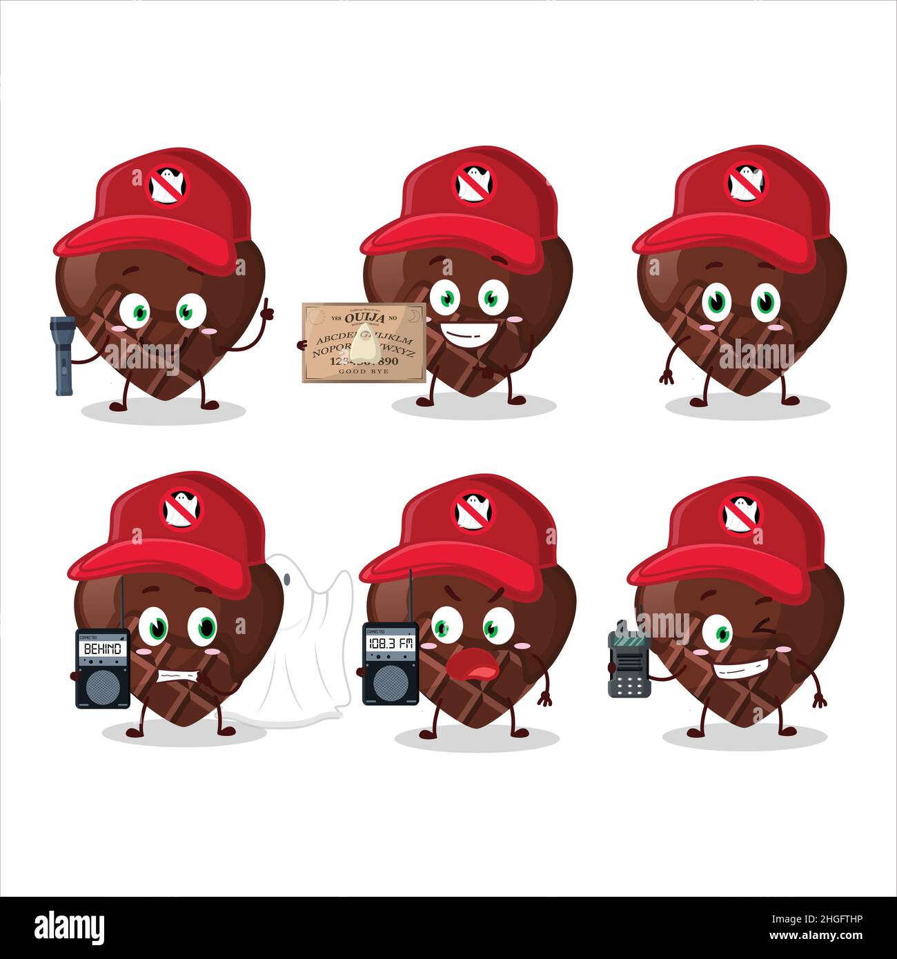 Ghost hunter cartoon chocolate love character using camera. Vector ...