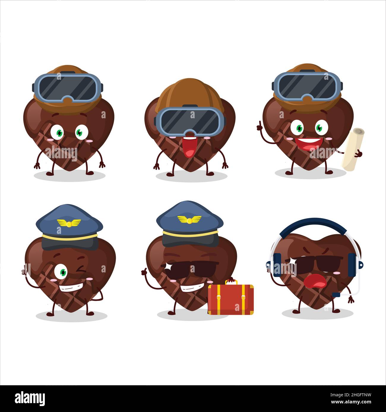 Pilot cartoon mascot chocolate love with glasses. Vector illustration ...