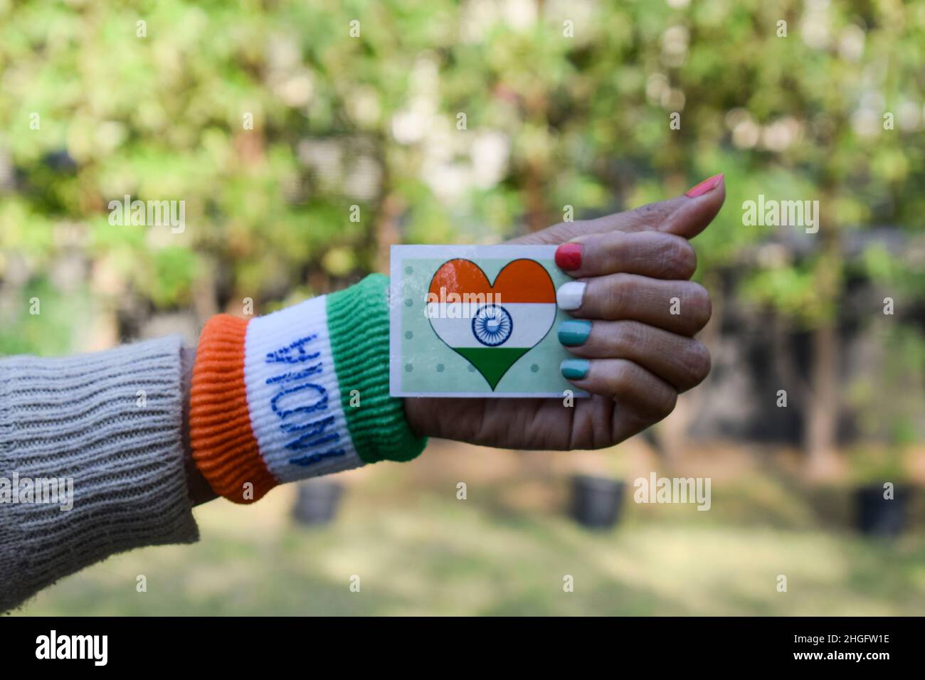 Female celebrating Indian Republic day and India Independence day ...